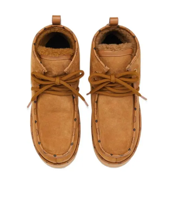Mcm Suede Platform Lace-up Ankle Boots