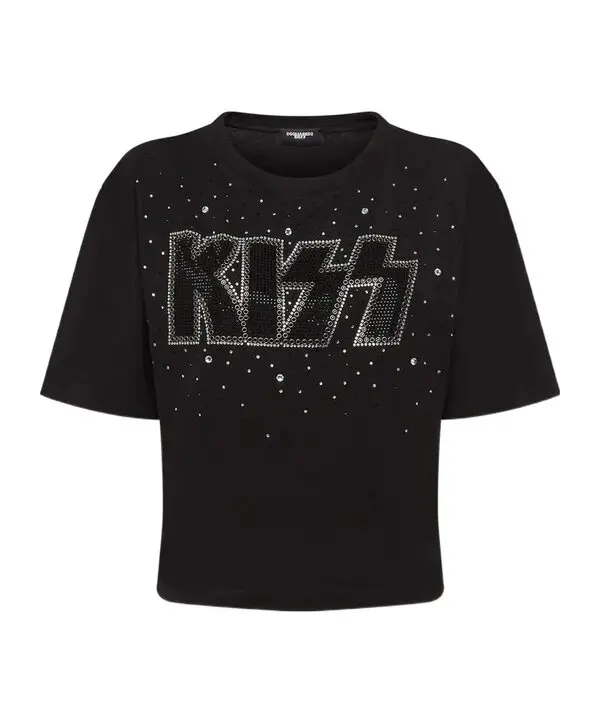 Dsquared2 X Kiss "kiss" Cropped T-shirt