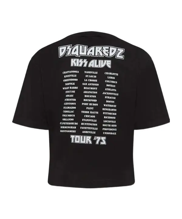 Dsquared2 X Kiss "kiss" Cropped T-shirt