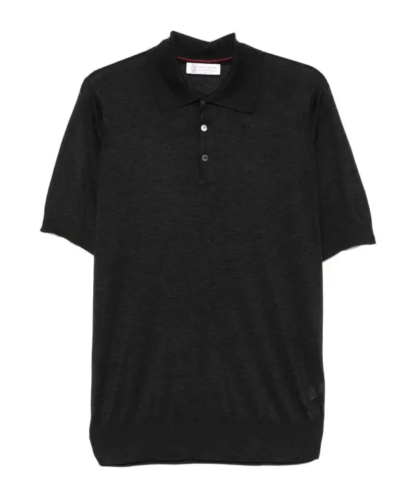 Brunello Cucinelli Short-sleeved Fine-knit Polo Shirt - Black