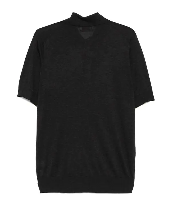 Brunello Cucinelli Short-sleeved Fine-knit Polo Shirt - Black