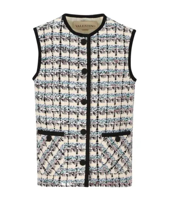 Valentino Garavani Button-up Tweed Gilet - Gray