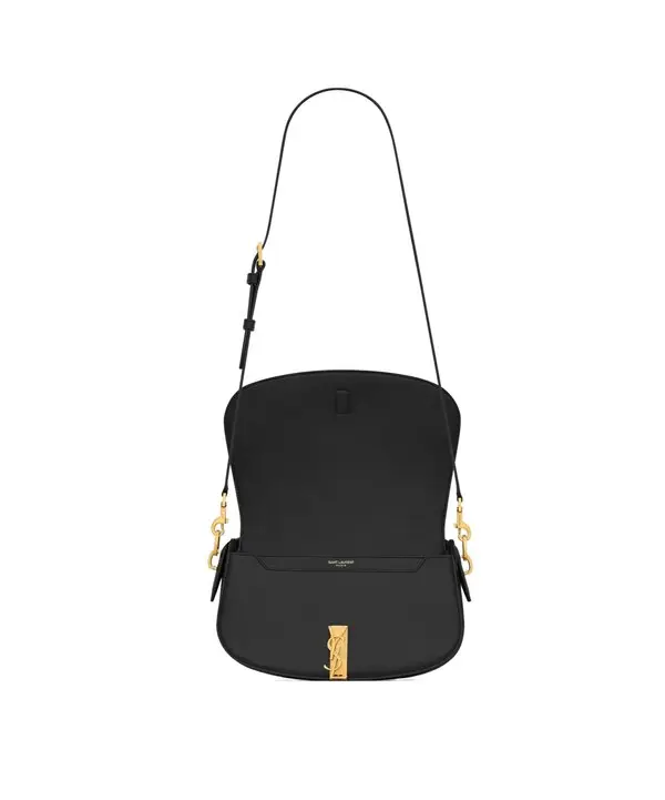 Saint Laurent Voltaire Logo Plaque Shoulder Bag - Black