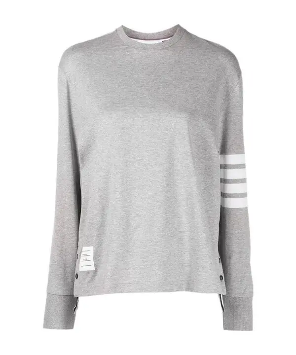 Thom Browne Engineered 4-bar Long Sleeve T-shirt - Light Gray