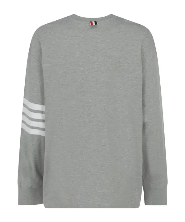 Thom Browne Engineered 4-bar Long Sleeve T-shirt - Light Gray