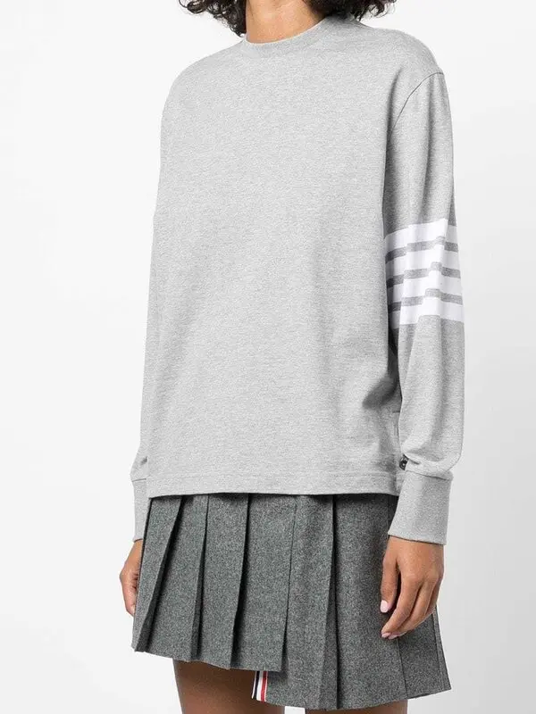 Thom Browne Engineered 4-bar Long Sleeve T-shirt - Light Gray