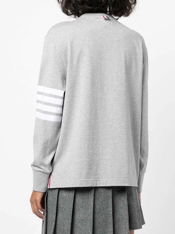 Thom Browne Engineered 4-bar Long Sleeve T-shirt - Light Gray