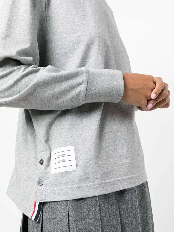 Thom Browne Engineered 4-bar Long Sleeve T-shirt - Light Gray
