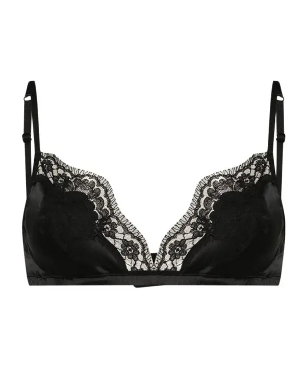 Dolce & Gabbana Dolce Gabbana Lace Detailed Soft-cup Satin Bra - Black