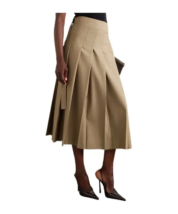 RÓHE Pleated Wool-blend Midi Wrap Skirt