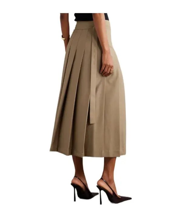 RÓHE Pleated Wool-blend Midi Wrap Skirt