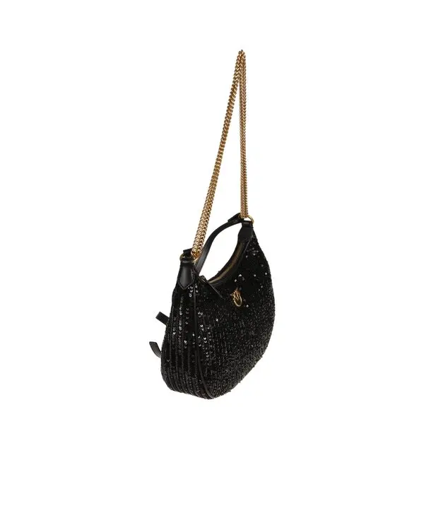 Pinko Half Moon Embellished Zip-up Mini Shoulder Bag