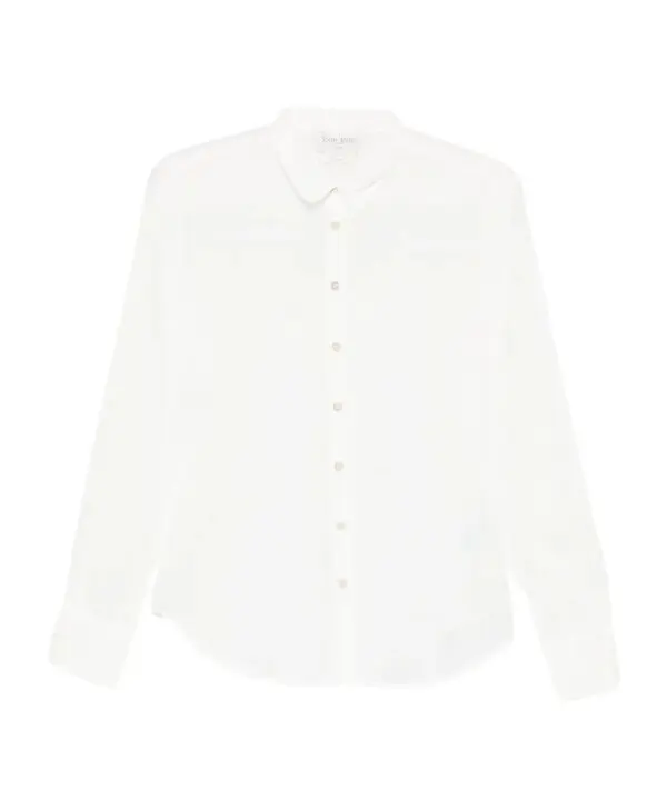 FORTE_FORTE Buttoned Shirt With Classic Collar And Curved Hem - White