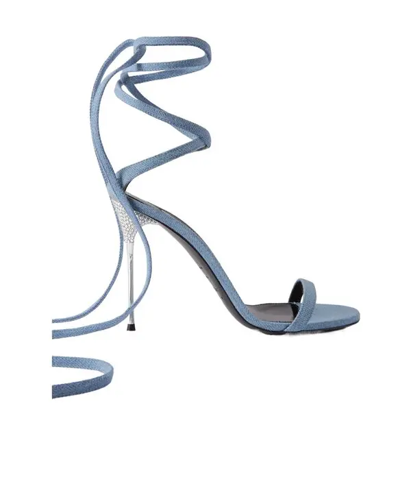 SERGIO ROSSI Denim Tie Sandals