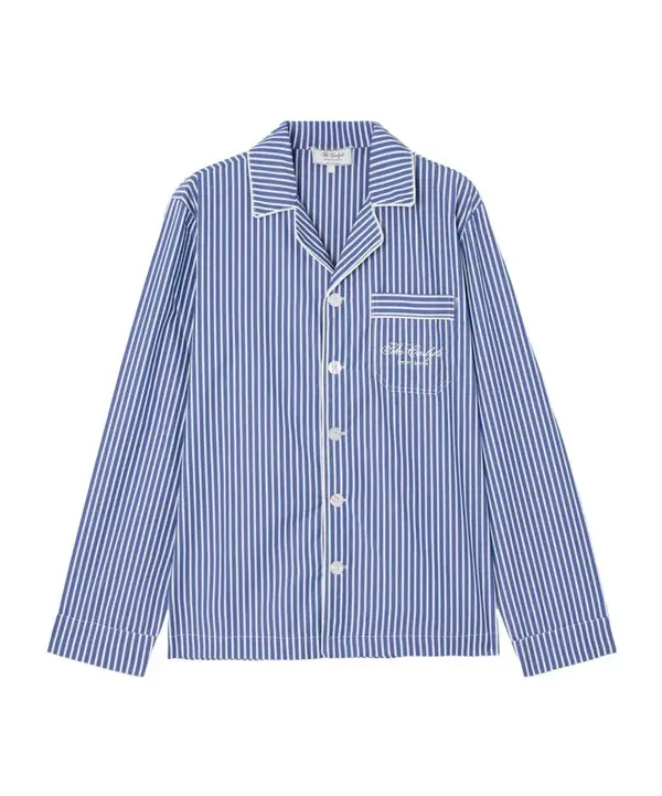 SPORTY  RICH Sporty & Rich Embroidered Striped Cotton Poplin Shirt