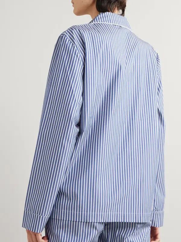 SPORTY  RICH Sporty & Rich Embroidered Striped Cotton Poplin Shirt