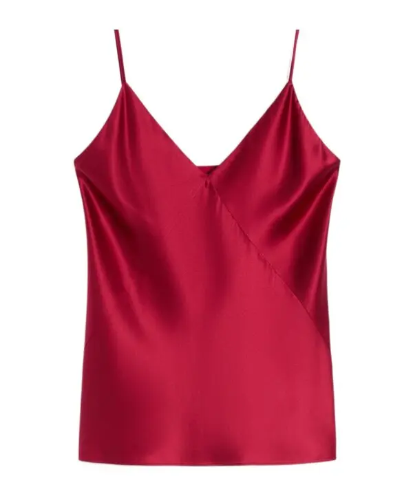 Max Mara Silk Satin Sleeveless V-neck Tank Top