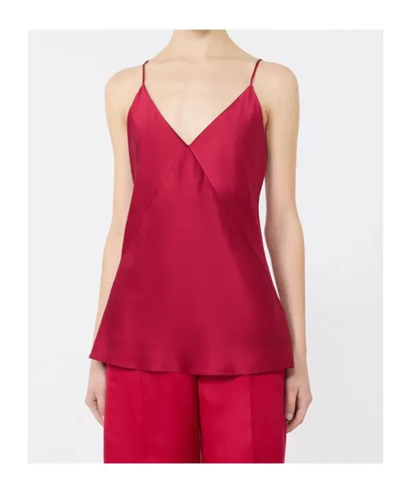 Max Mara Silk Satin Sleeveless V-neck Tank Top