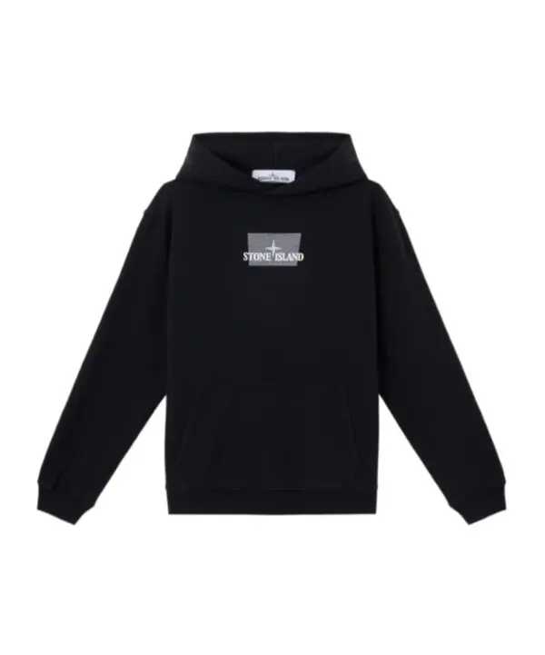 Stone Island Oversized Hooded Sweatshirt With Grid Print Two Motif