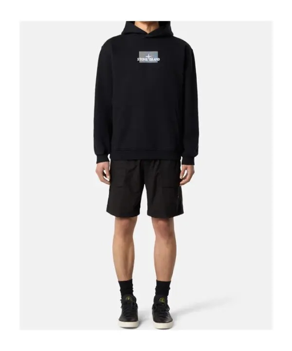 Stone Island Oversized Hooded Sweatshirt With Grid Print Two Motif