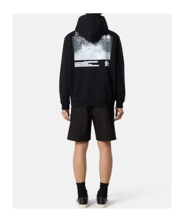 Stone Island Oversized Hooded Sweatshirt With Grid Print Two Motif