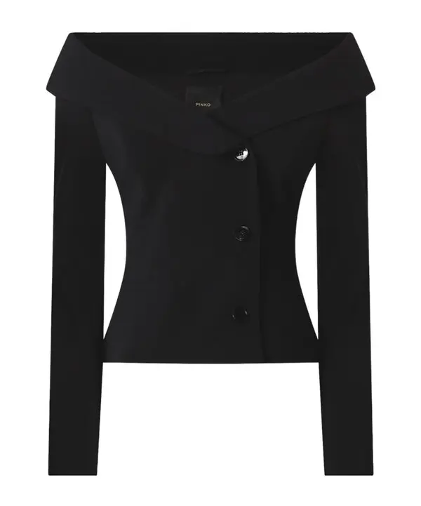 Pinko Off-the-shoulder Slim-fit Jacket - Black