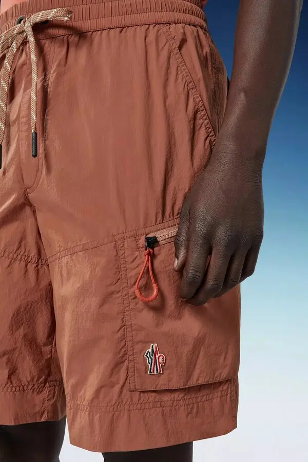 Moncler Ripstop Cargo Shorts With Zipper Pockets And Drawstring Waist