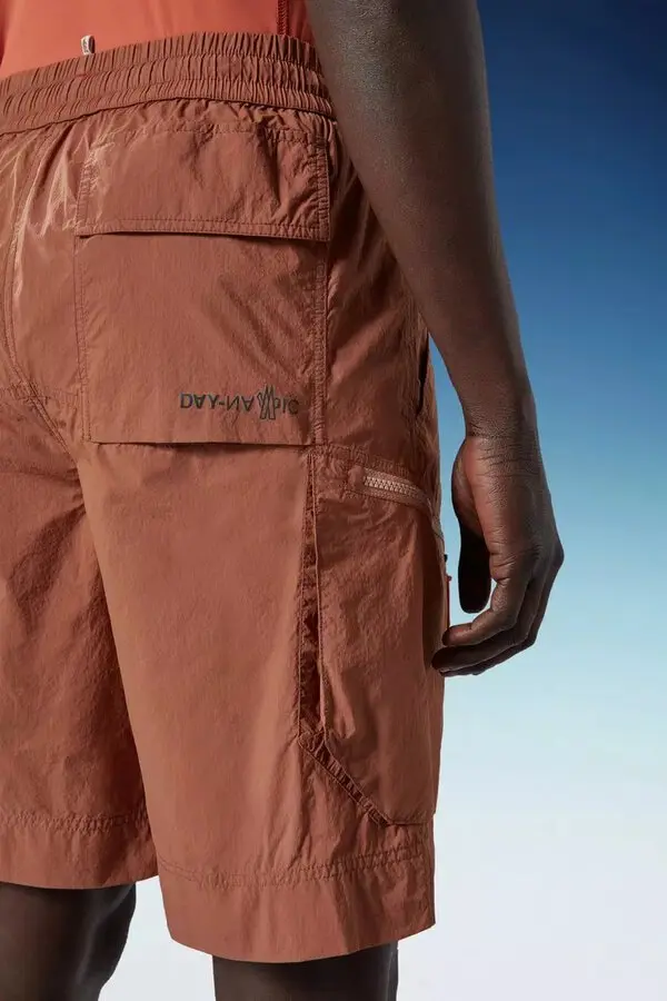 Moncler Ripstop Cargo Shorts With Zipper Pockets And Drawstring Waist