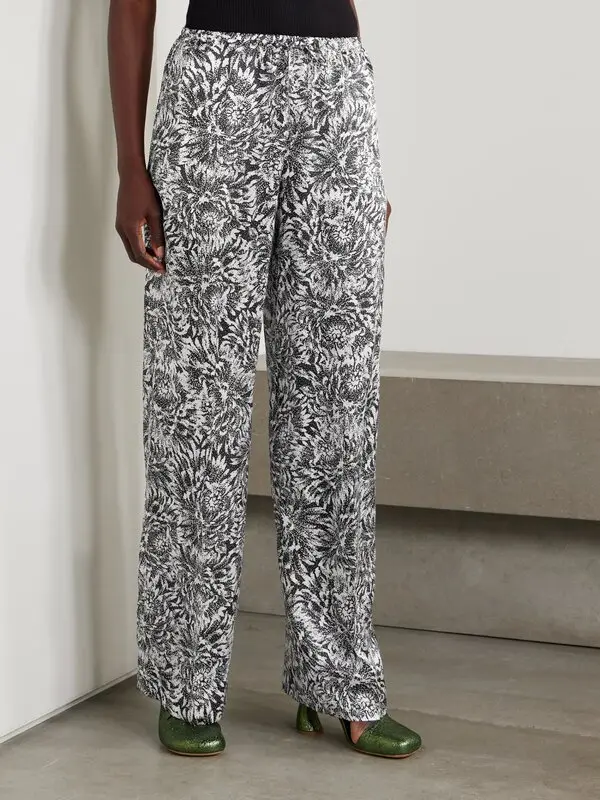 Dries Van Noten Floral Print Wide Leg Pants
