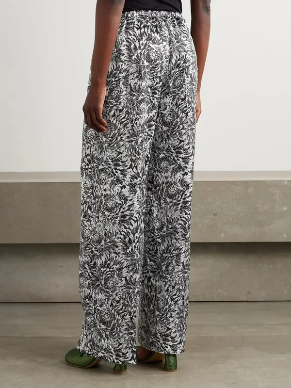 Dries Van Noten Floral Print Wide Leg Pants