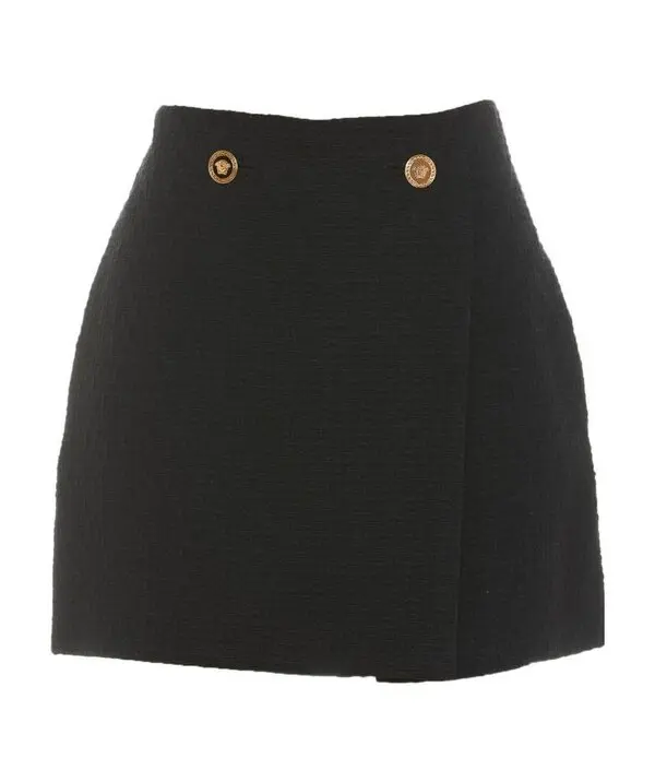 Versace Medusa Head Button Wrap Mini Skirt