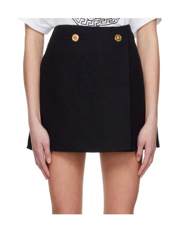 Versace Medusa Head Button Wrap Mini Skirt