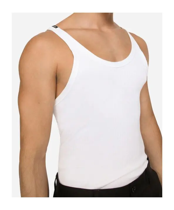 Dolce & Gabbana Ribbed Tank Top With Logo Patch