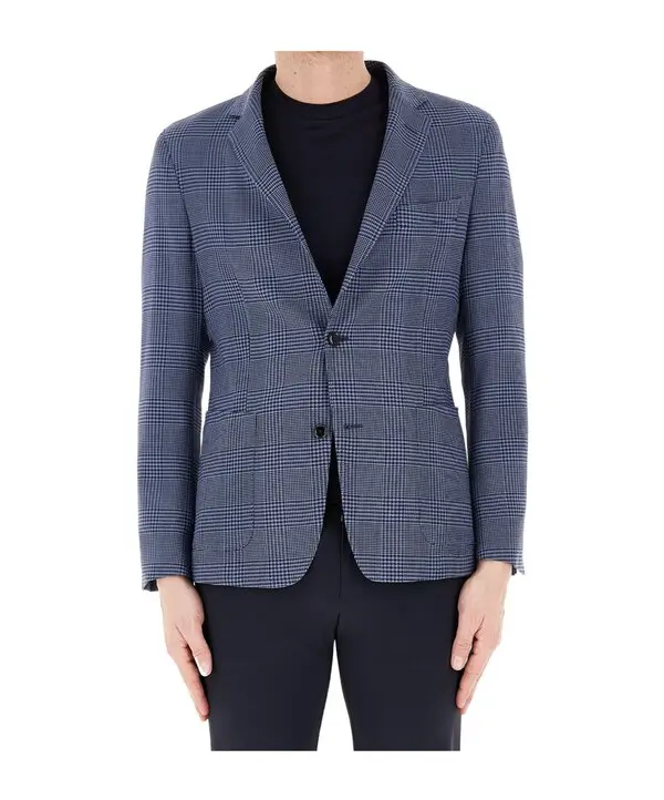 Hugo Boss Prince-of-wales-check Blazer - Blue
