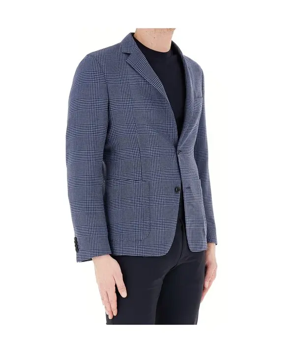 Hugo Boss Prince-of-wales-check Blazer - Blue