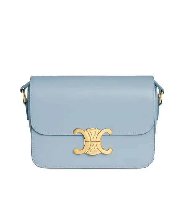 Celine Teen Triomphe Bag In Shiny Calfskin - Gray