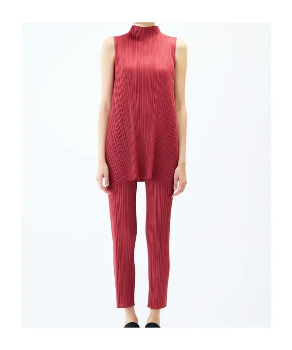 PLEATS PLEASE BY ISSEY MIYAKE Sleeveless Mock Neck Tunic Top