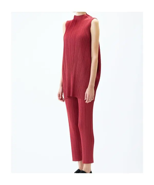 PLEATS PLEASE BY ISSEY MIYAKE Sleeveless Mock Neck Tunic Top