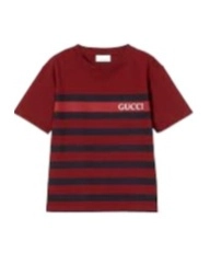Gucci Striped Crewneck Short Sleeve T-shirt - Red