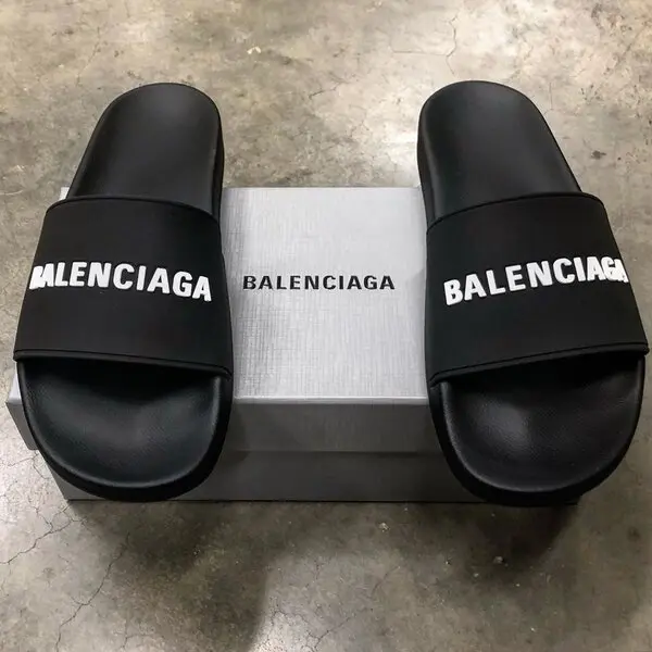 Balenciaga Logo Print Slides