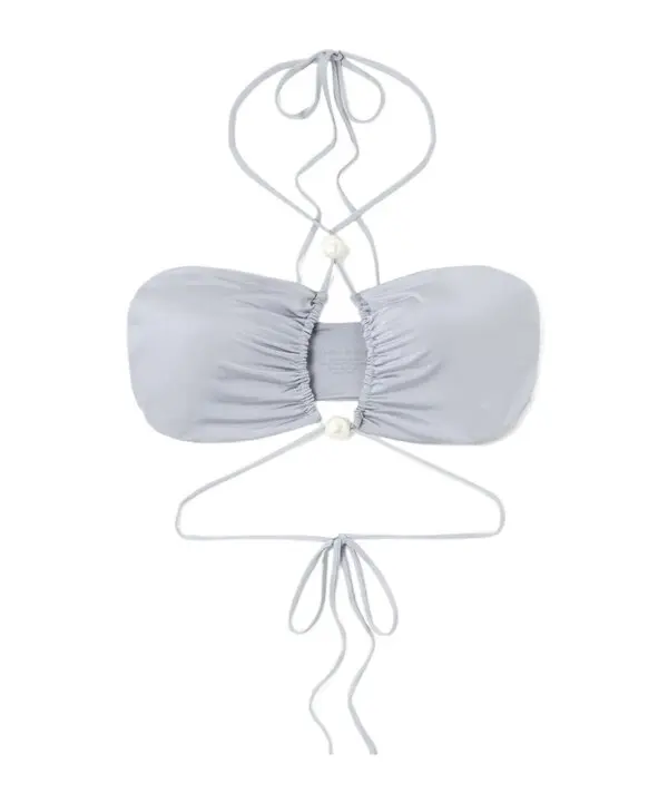 Magda Butrym Embellished Cutout Bikini Top - Grey