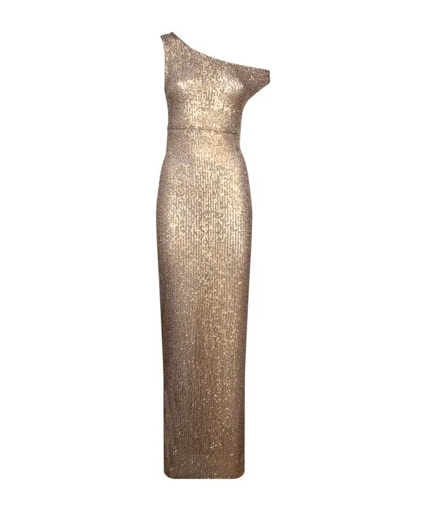 Norma Kamali One-shoulder Sequin Maxi Dress With Side Slits