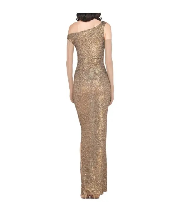Norma Kamali One-shoulder Sequin Maxi Dress With Side Slits