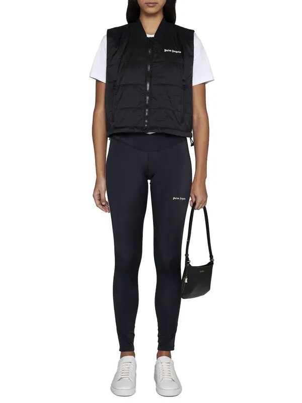 Palm Angels Logo Detailed Padded Vest - Black