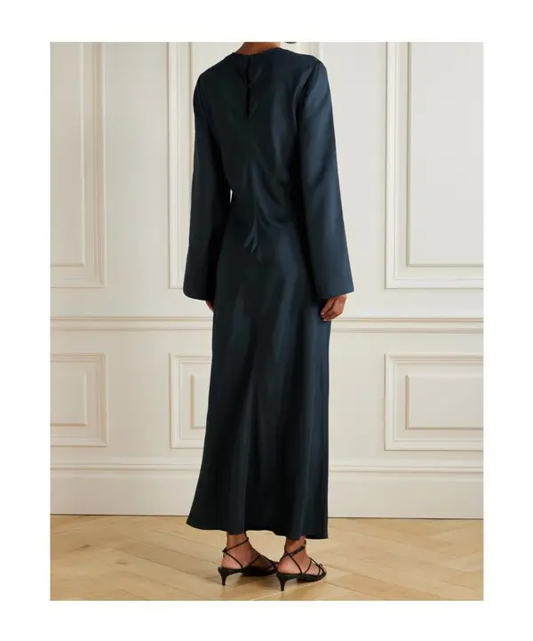 RÓHE Long-sleeved Dress With Keyhole Back - Storm Blue