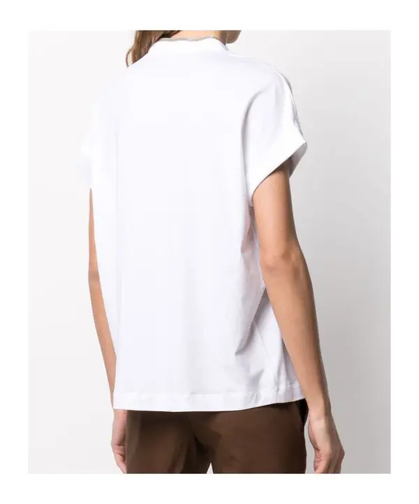 Brunello Cucinelli Embellished V-neck T-shirt - White