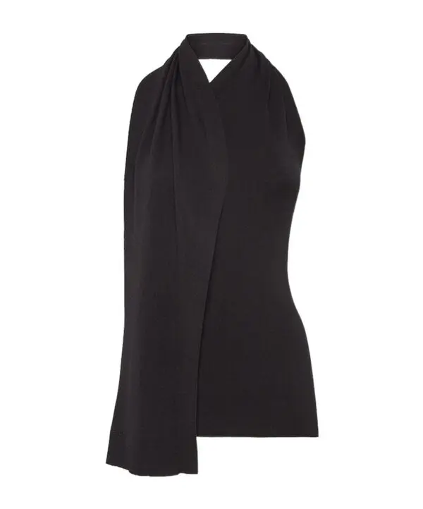 Fendi Cotton And Silk Knit Top With Scarf Detail - Black