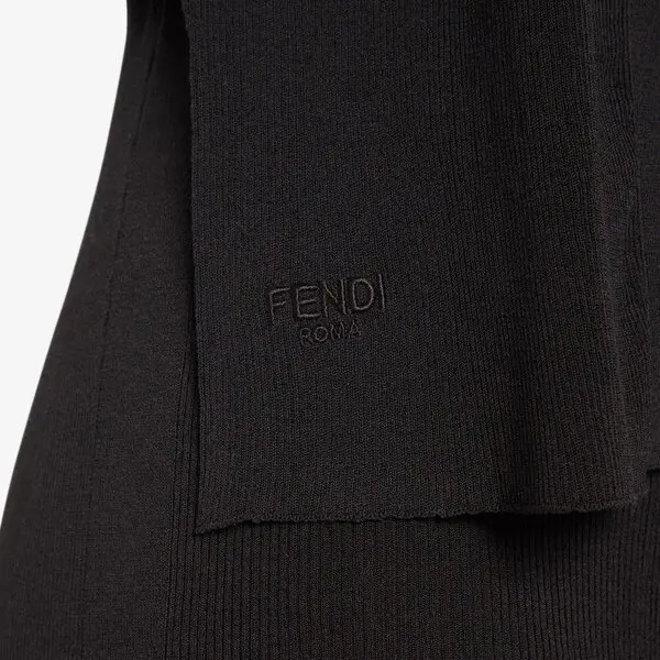 Fendi Cotton And Silk Knit Top With Scarf Detail