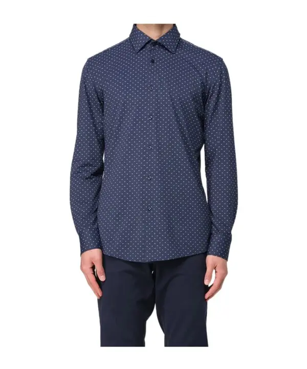 Hugo Boss Geometric-print Performance-stretch Slim Fit Shirt
