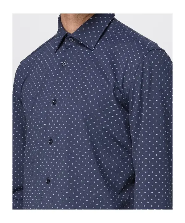 Hugo Boss Geometric-print Performance-stretch Slim Fit Shirt